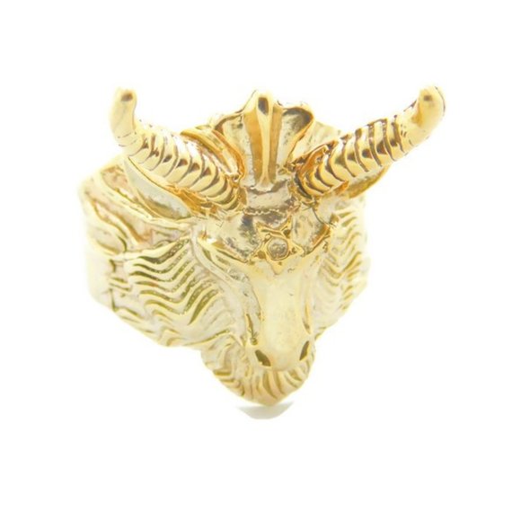 Accessories | 14k Yellow Gold Baphomet Goat Ring | Poshmark